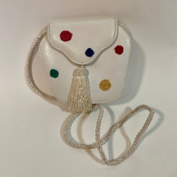 Susan Reade | Bags | Susan Reade Vintage Crossbody White Leather Polka ...